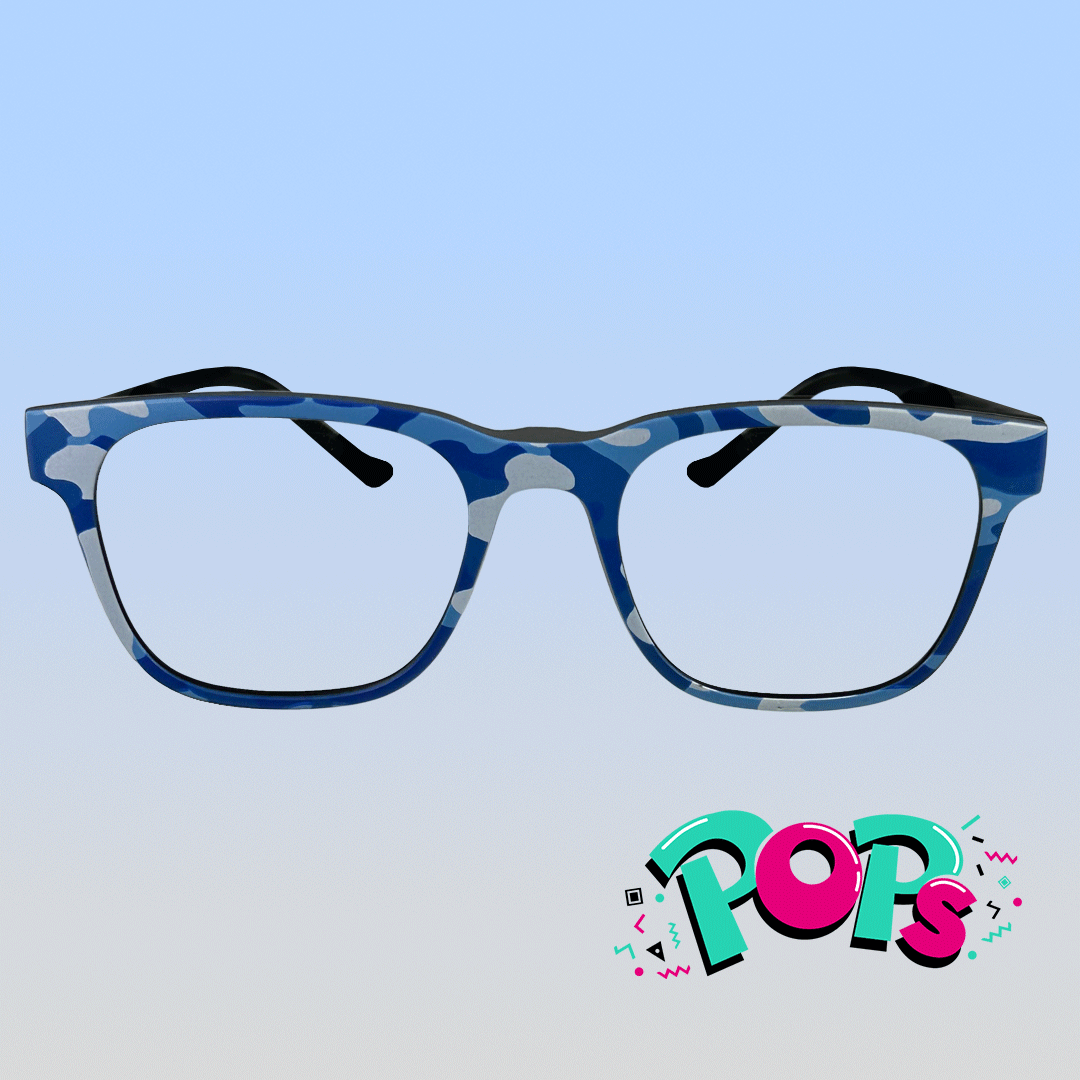 Pop Top Swappable Magnetic Frame | Blue Camouflage Glasses
